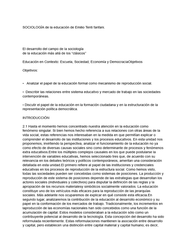 Sociología de la Educación y Reproducción Social | PDF | Democracia ...