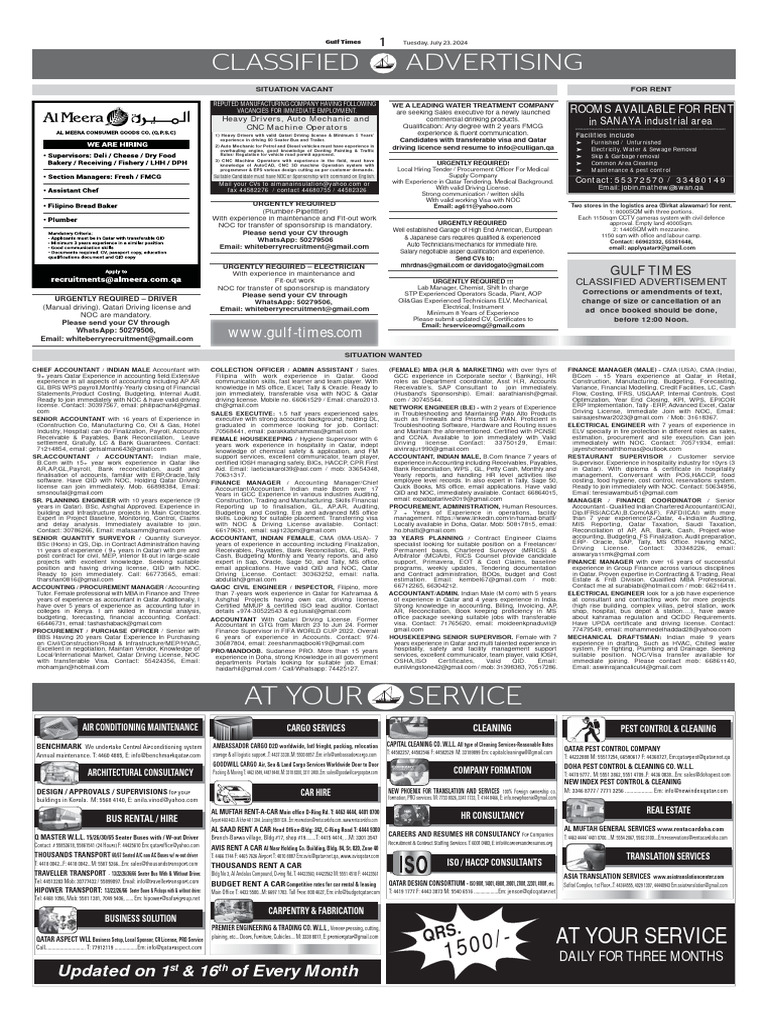 Classified 20240723 1 | PDF | Car Rental | Accountant