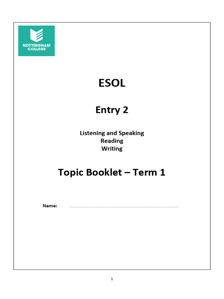 E2 Topic Booklet Term 1 - AT | PDF | Preposition And Postposition | Semantic Units