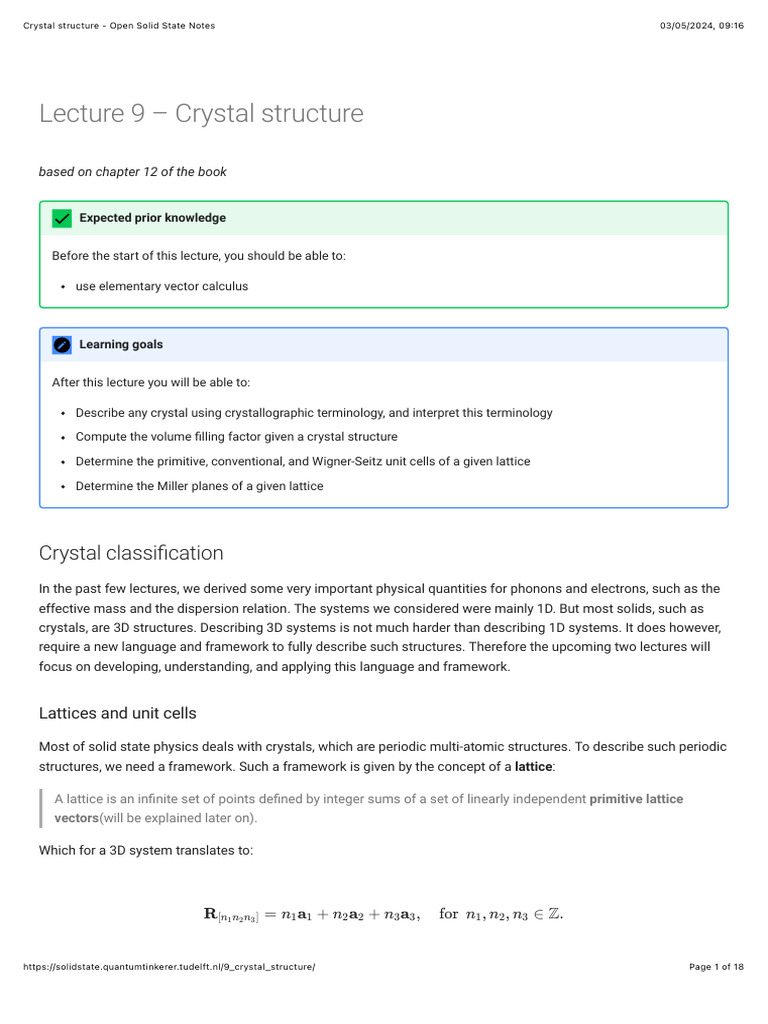 Crystal Structure - Open Solid State Notes | PDF | Crystal Structure ...