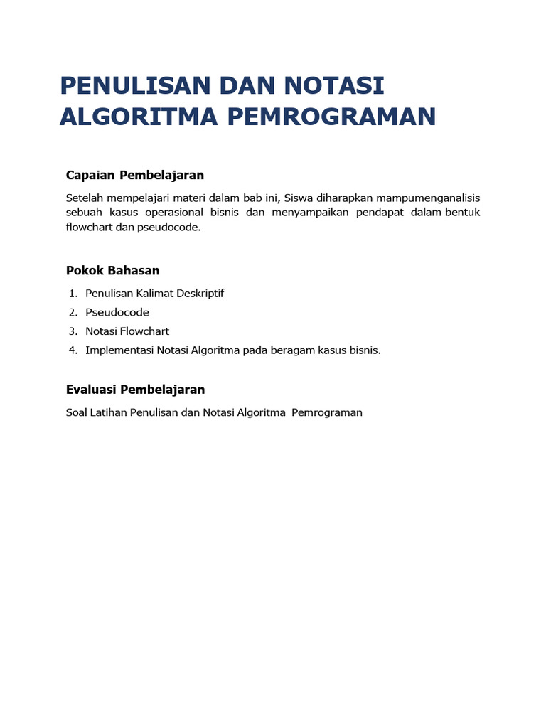 Algoritma & Notasi Pemrograman | PDF | Bisnis | Komputer