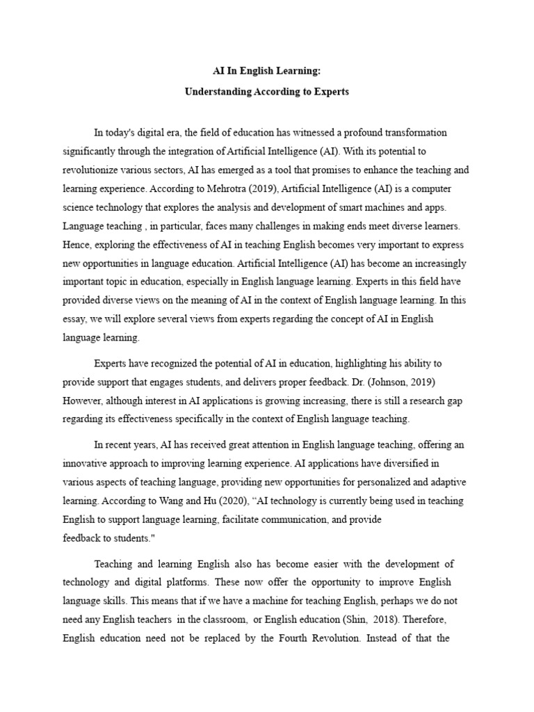 AI in English Learning | PDF | Artificial Intelligence | Intelligence ...