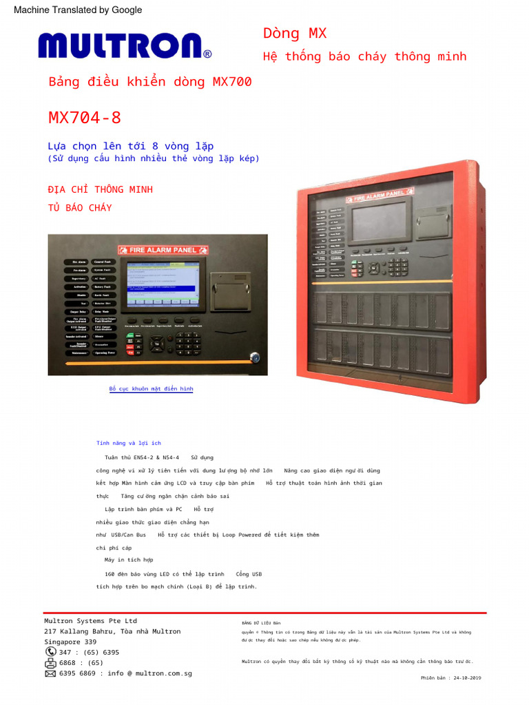 T Báo Cháy Multron-MX704-8-V1.1-Addr-Panel | PDF