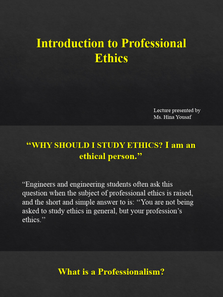 Lecture-1-Introduction To Professional Ethics | PDF | Morality | Business Ethics