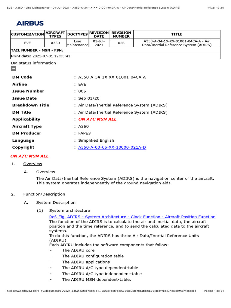 Air Data:Inertial Reference System (ADIRS) | PDF | Airspeed | Aviation