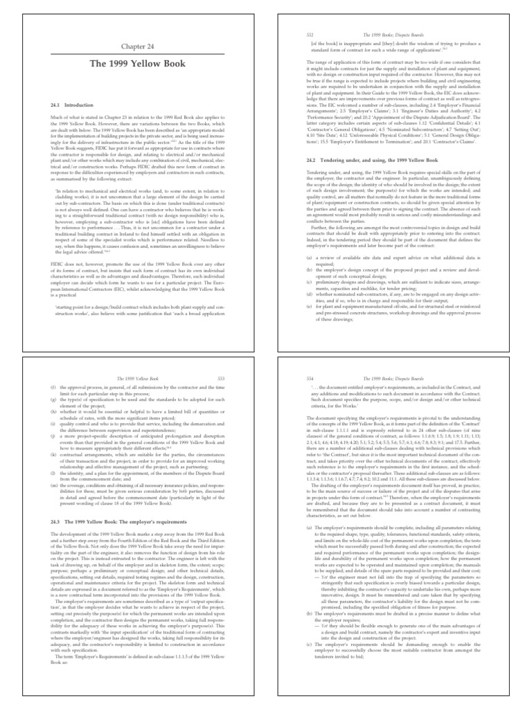 Overview of the 1999 FIDIC Yellow Book | PDF | Employment ...