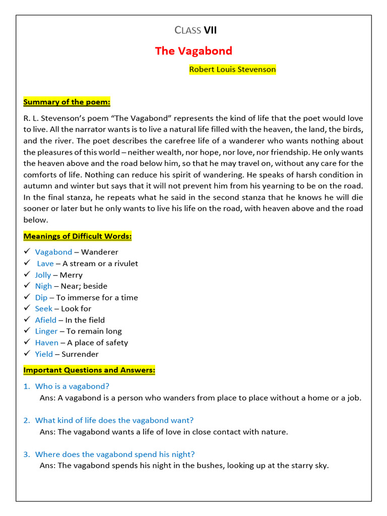 CLASS-VII-ENGLISH Poem | PDF