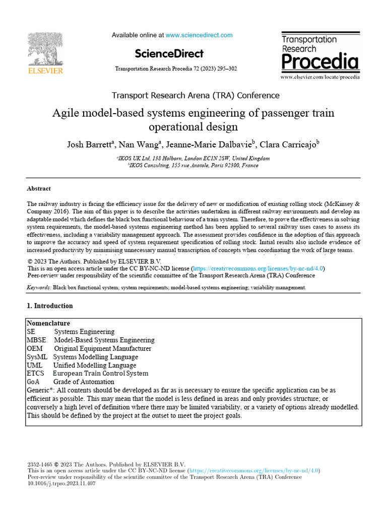Agile Model Based Systems Engineering of Passenger - 2023 ...