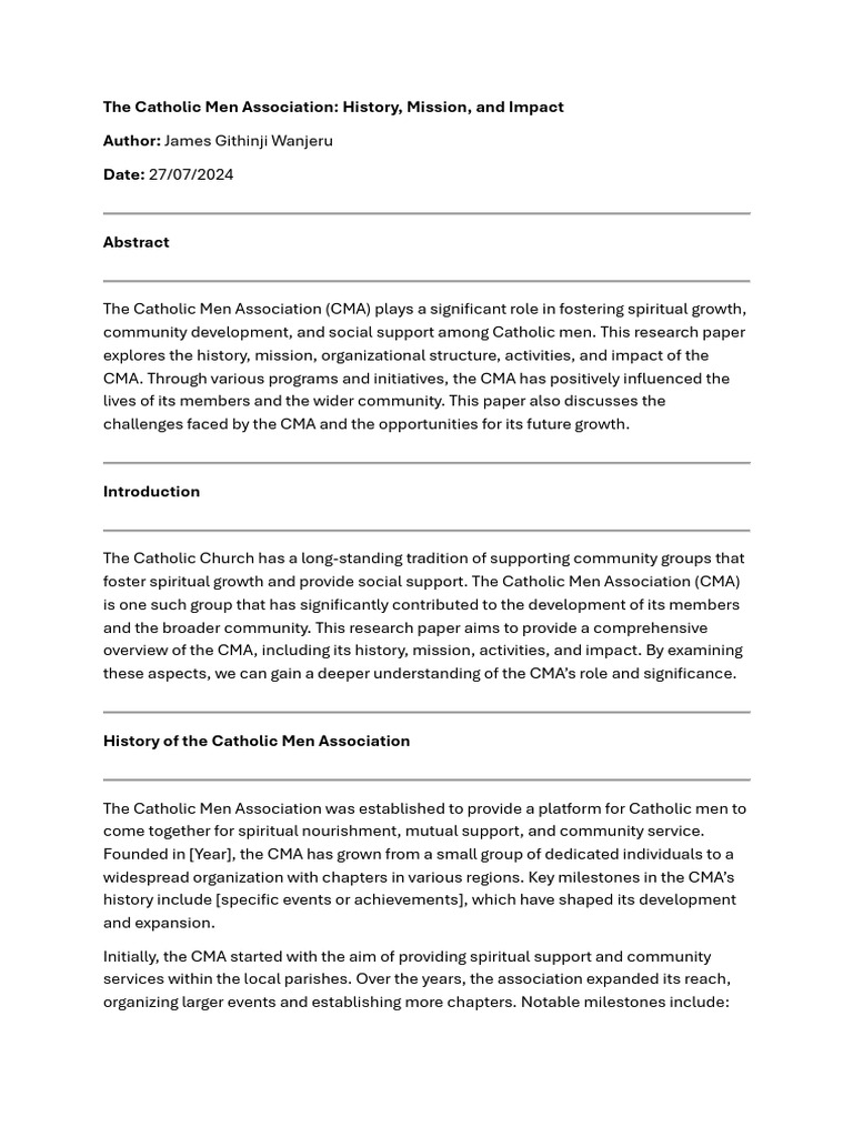 The Catholic Men Association History - Mission - and Impact | PDF ...