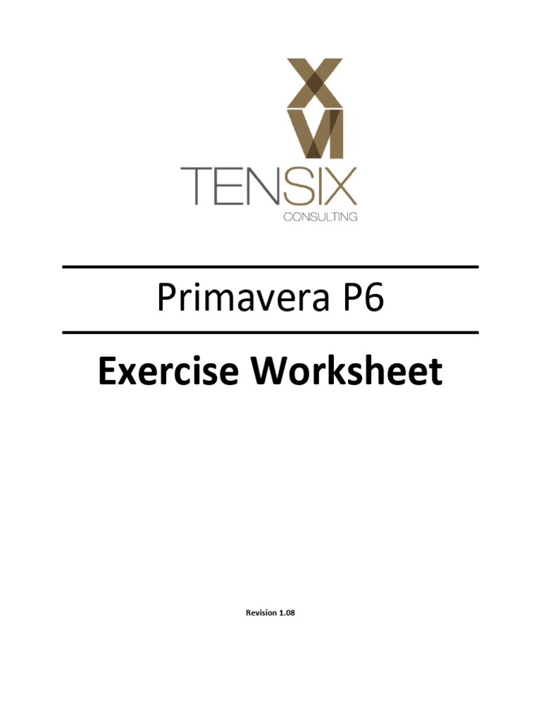 Primavera P6 Exercise Worksheet 1.08 | PDF | Worksheet | All Rights ...