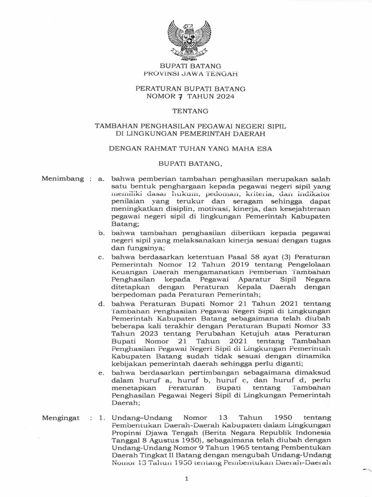 Perbup No.7 Tahun 2024 | PDF