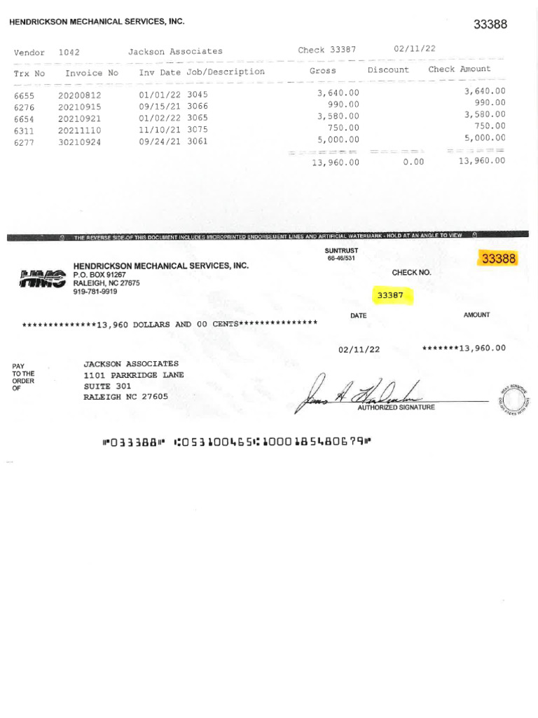HMS#33388 Check To Jackson Assoc | PDF