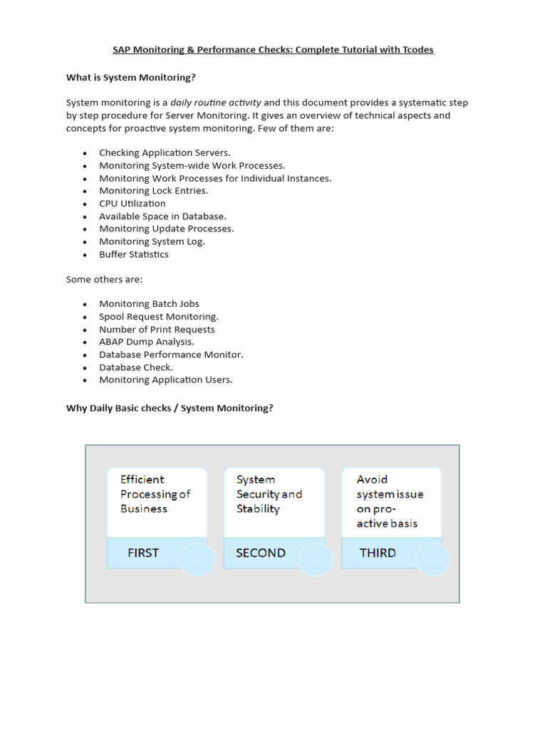 Sap Monitoring And Performance Checks Pdf Databases Database