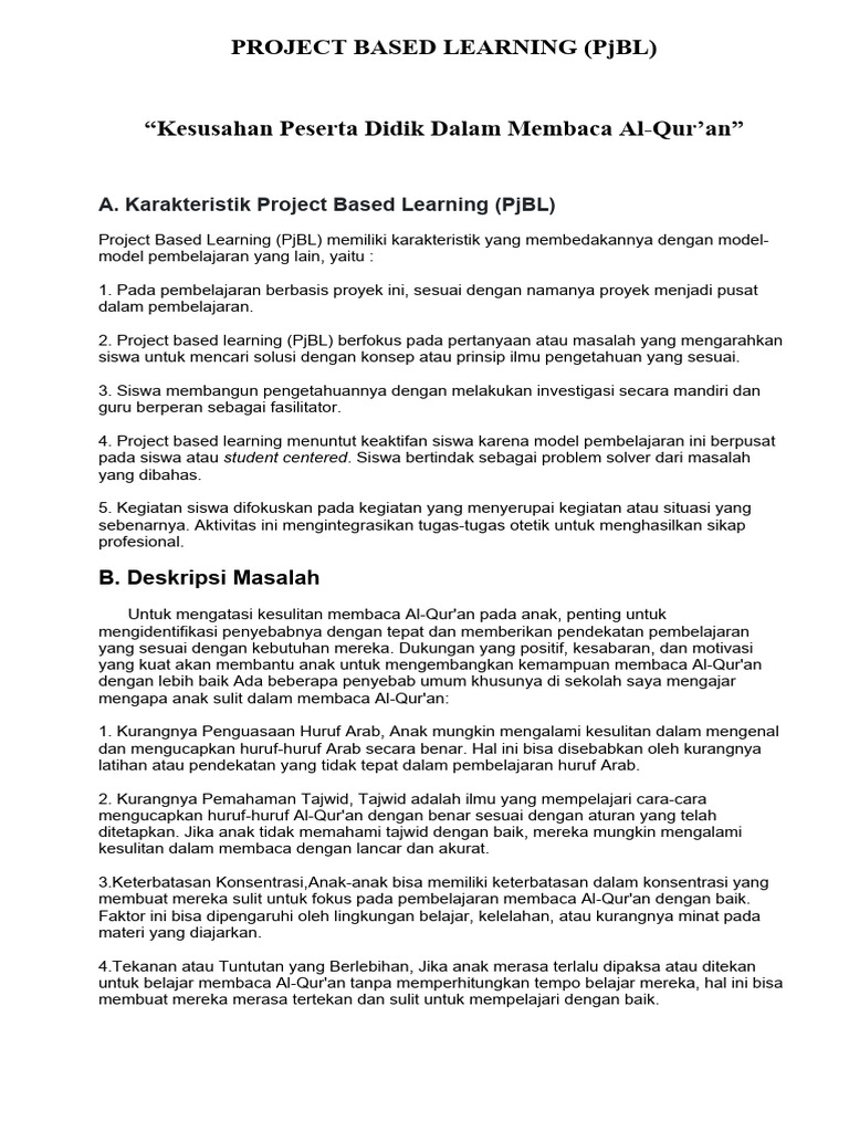 PROJECT BASED LEARNING | PDF