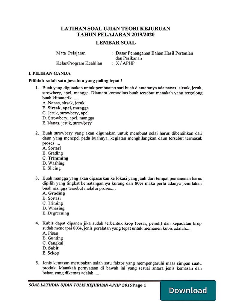 Kumpulan Soal2 APHP | PDF