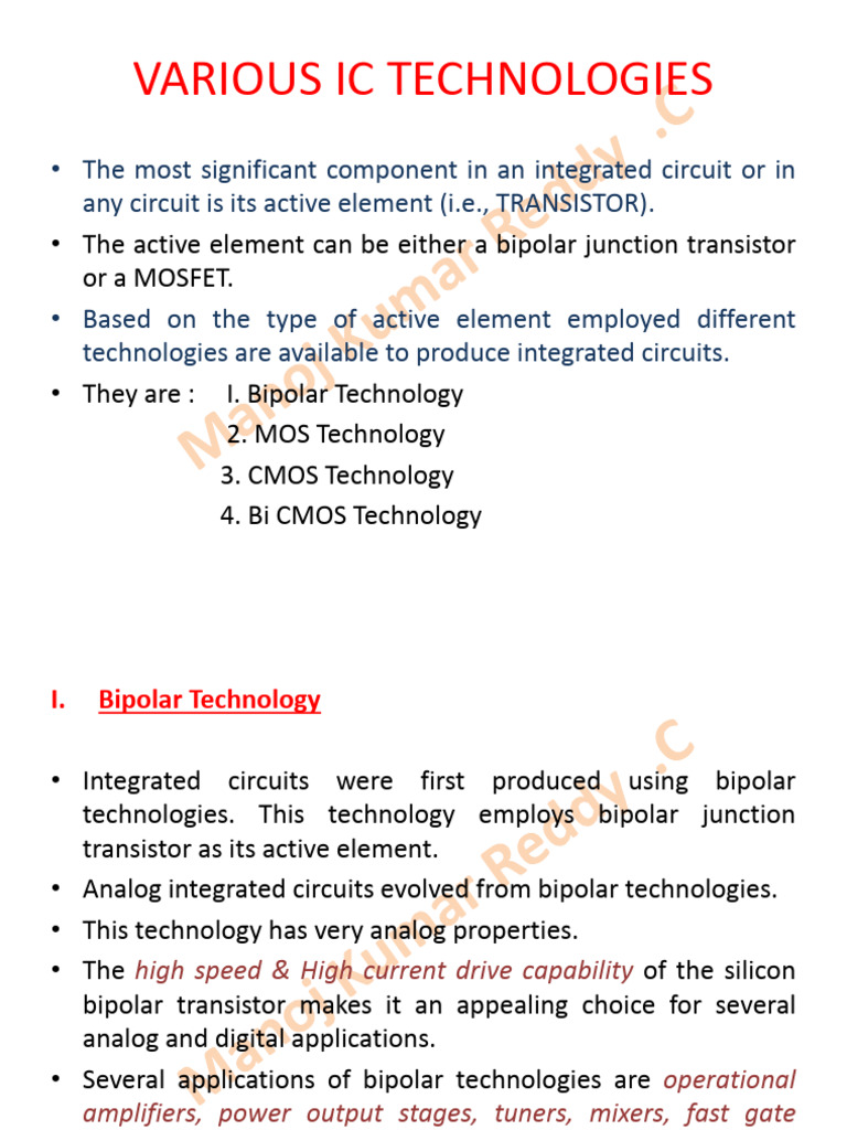 Overview of IC Technologies | PDF | Cmos | Mosfet