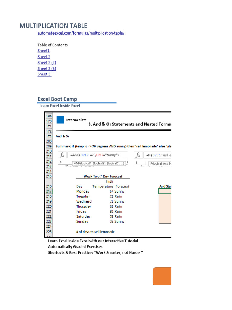 Multiplication Table | PDF | Microsoft Excel | Software