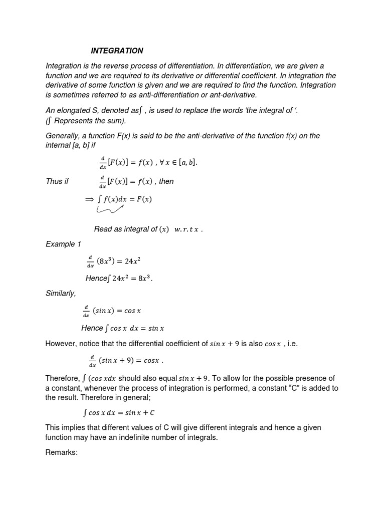Lecture 1 Pdf Function Mathematics Integral