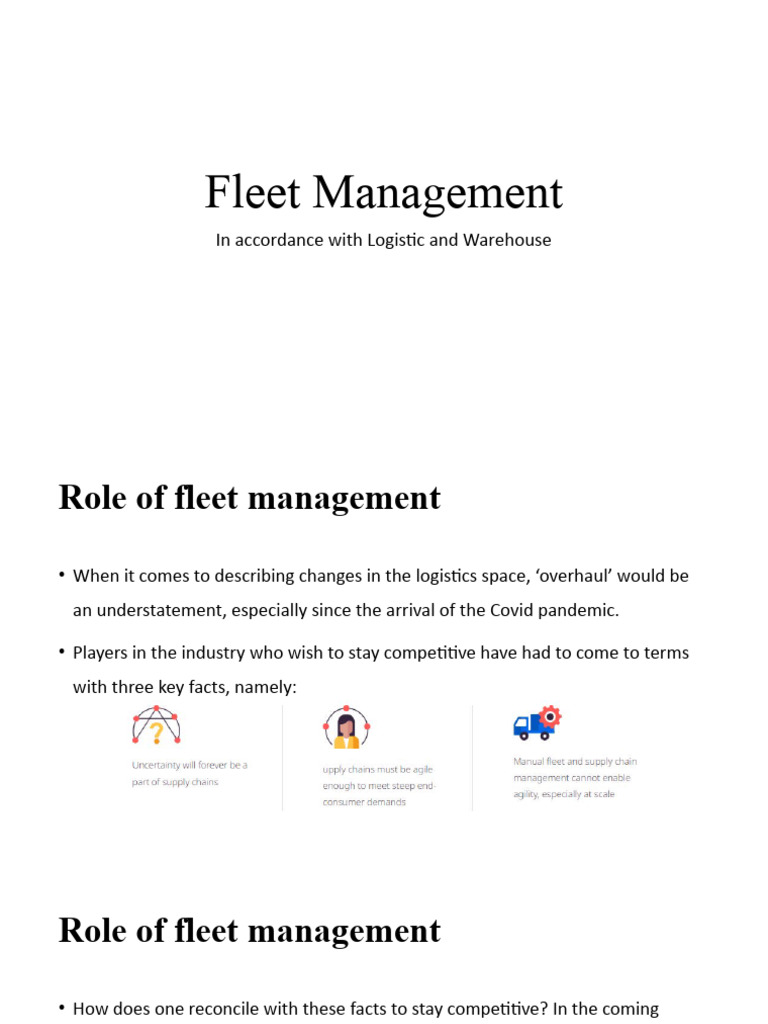Fleet Management, Logistics and Warehouse | PDF | Warehouse | Logistics