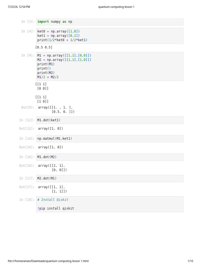 Quantum Computing Lesson 1-3 | PDF | Applied Mathematics | Mathematics
