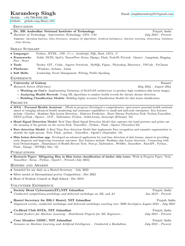Resume Template by Anubhav | PDF | Machine Learning | Artificial Intelligence