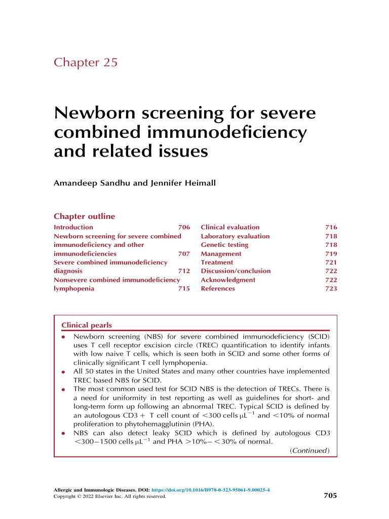 Chapter 25 Newborn Screening For Severe Combined 2022 Allergic and ...