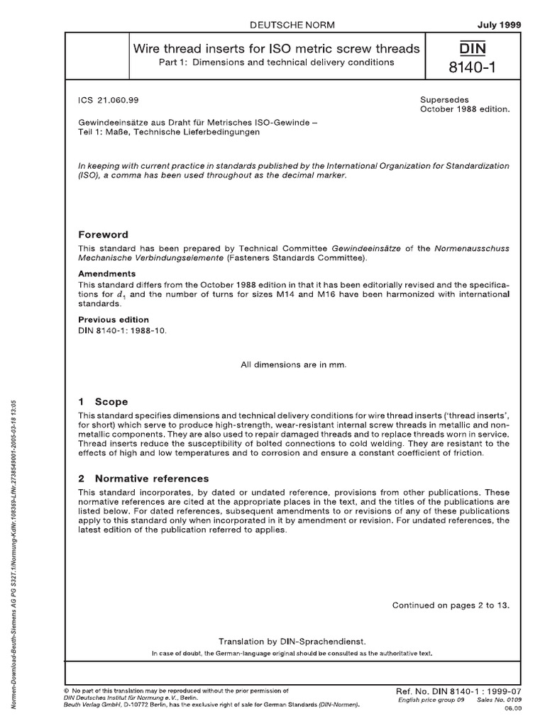 DIN 8140-1 Helicoils | PDF