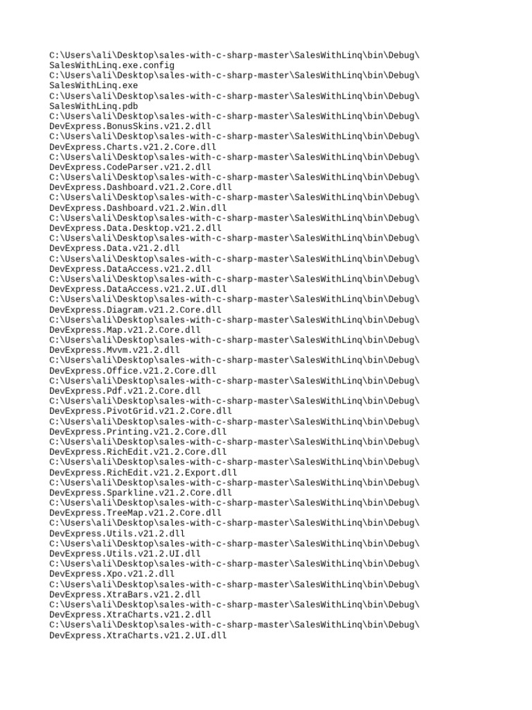 SalesWithLinq Debug Files Overview | PDF | Personal Computers | Desktop Computer