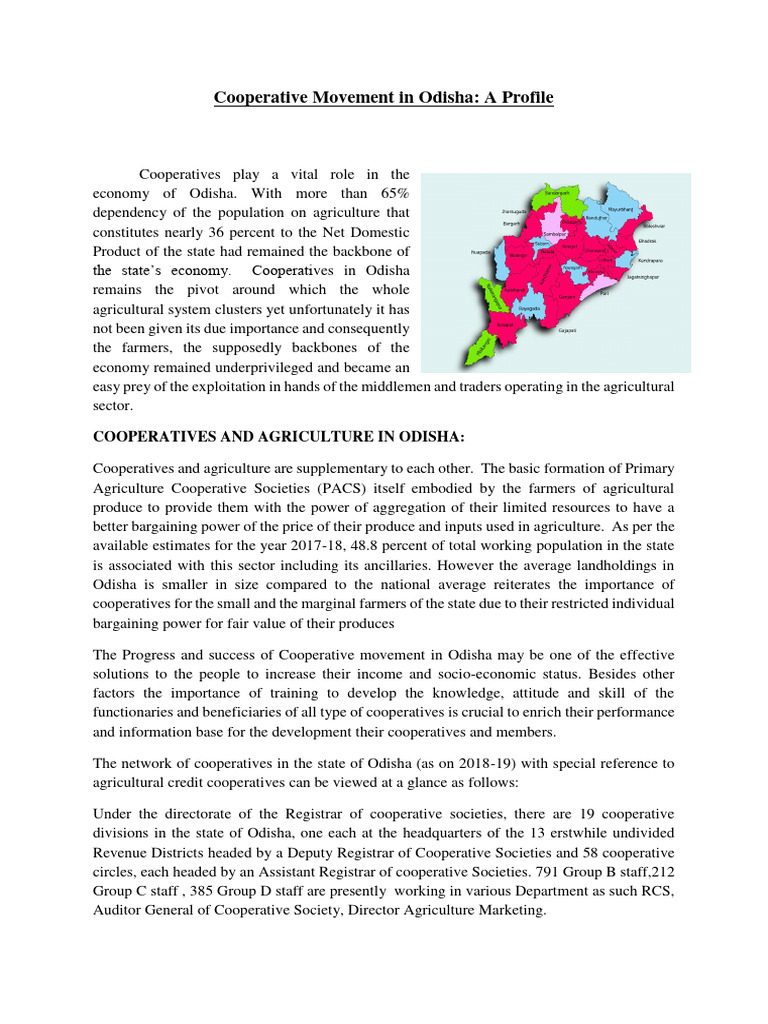 Odhisha Cooperative Movement | PDF | Cooperative | Agriculture