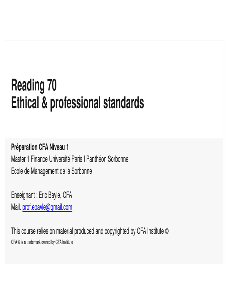 Ethics Reading 70 | PDF | Conflict Of Interest | Insider Trading
