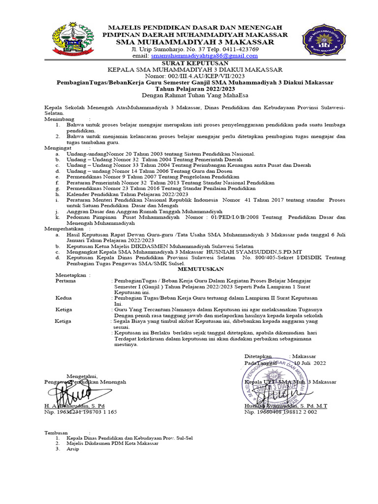 SK Beban Tugas MENGAJAR-1 | PDF