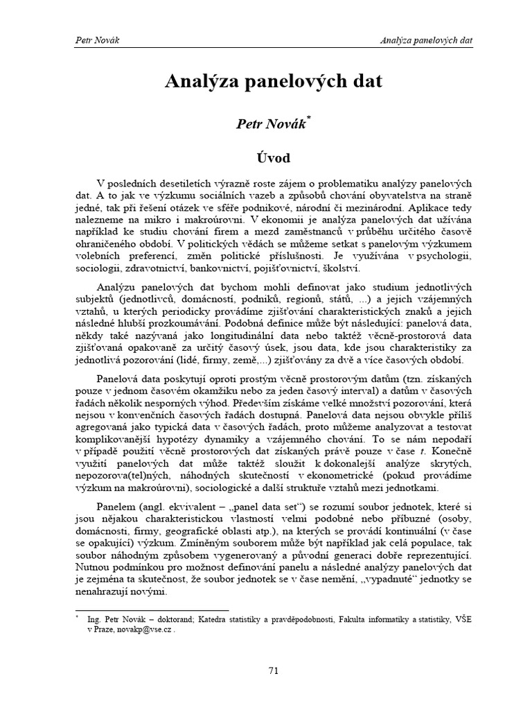 Analyza Panelovych Dat | PDF