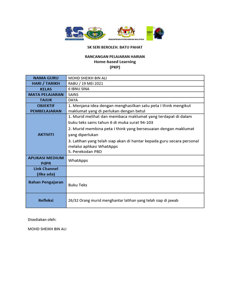 RPH Sains PKP 3.0 19 Mei 2021 | PDF