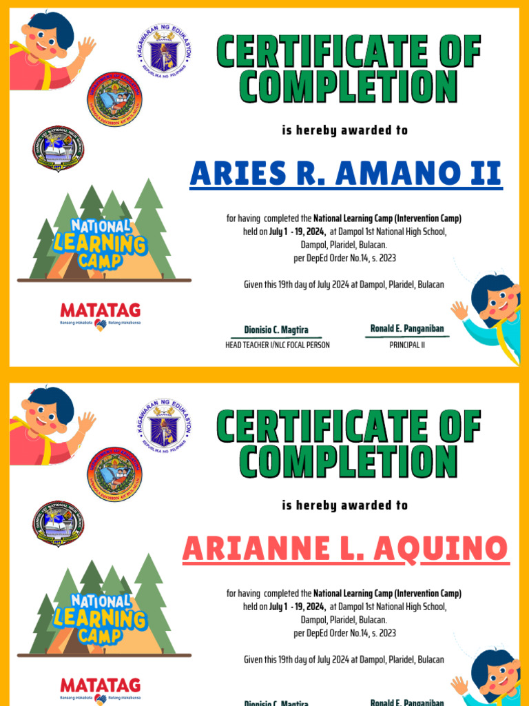 NLC CERTIFICATE 2023 For Sharing | PDF | Philippines | Public ...