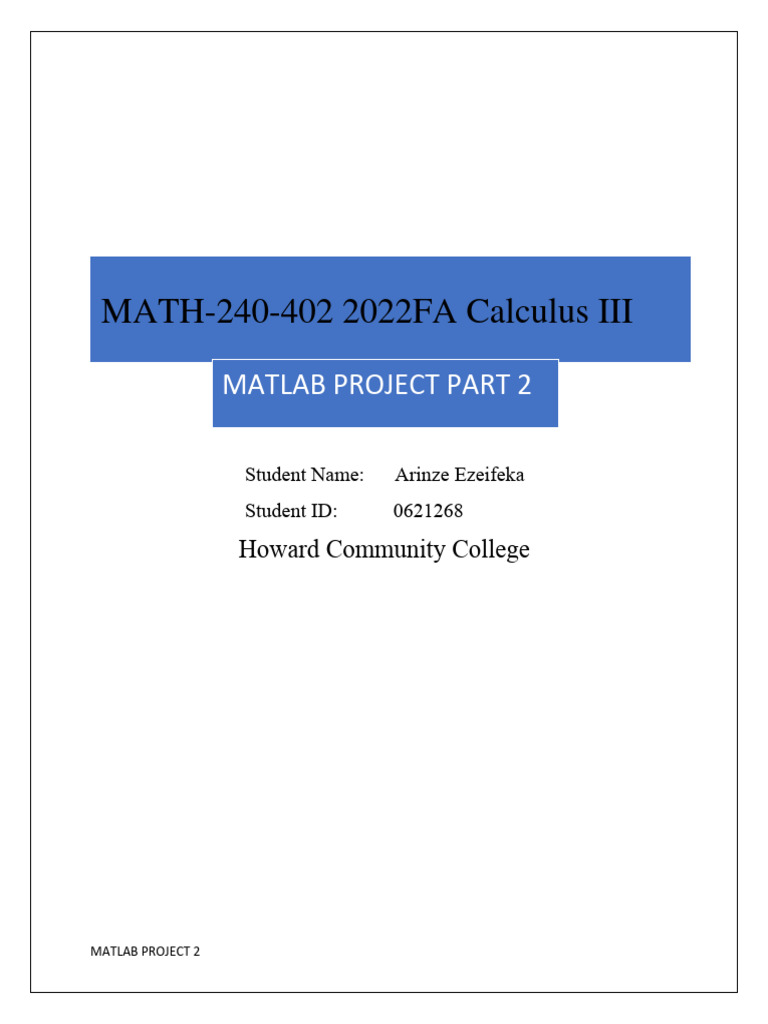 Arinze - Project 2 | PDF | Matlab | Function (Mathematics)
