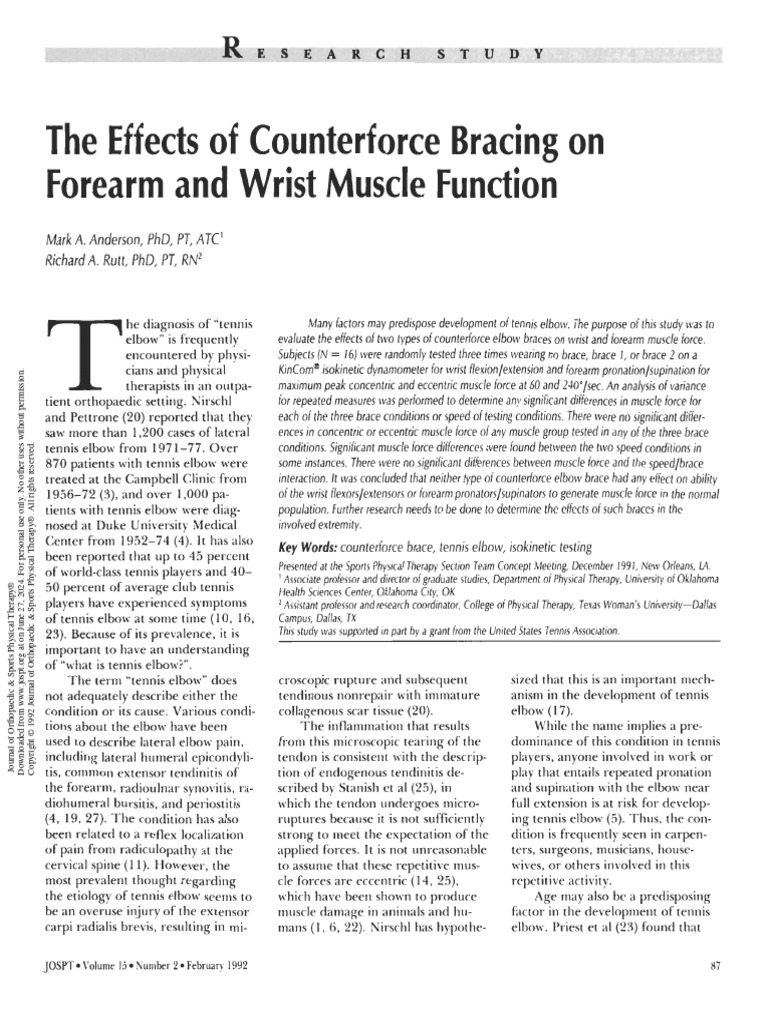 Anderson Rutt 1992 The Effects of Counterforce Bracing On Forearm and ...