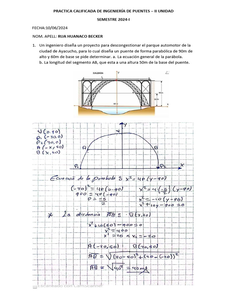 Practica Calificada De Ing Puentes Ii Unidad Pdf
