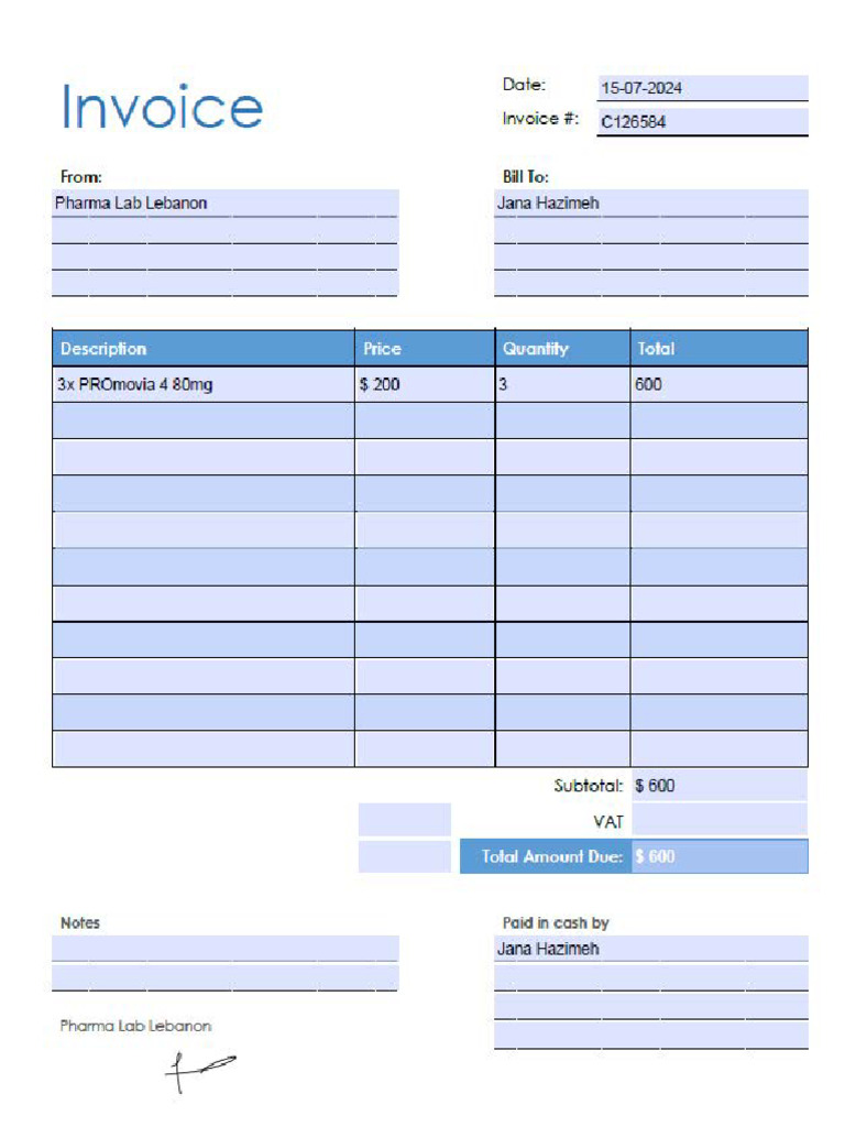 PRomovia 4 80 MG Invoice | PDF