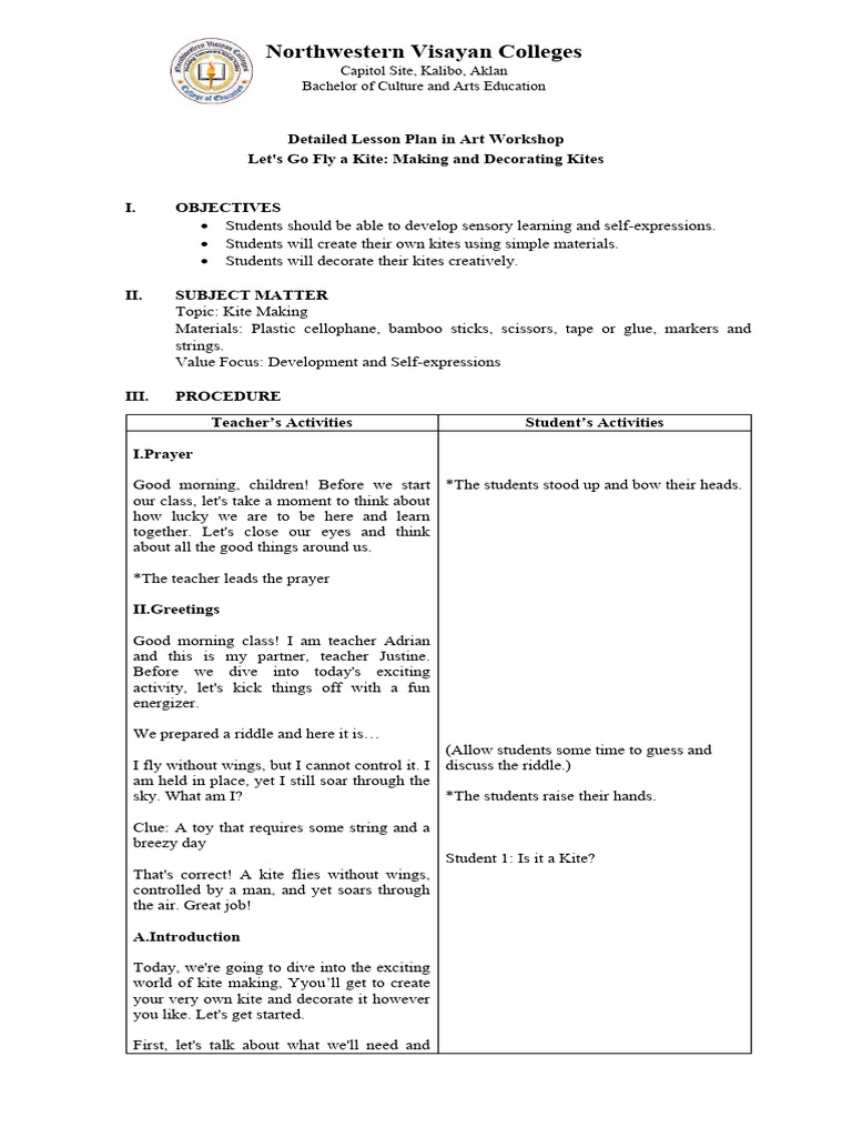 Lesson Plan, Kite Making | PDF | Travel