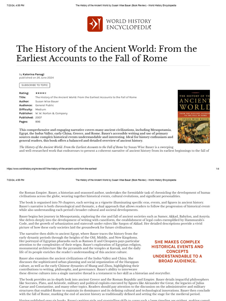 The History of The Ancient World by Susan Wise Bauer (Book Review ...