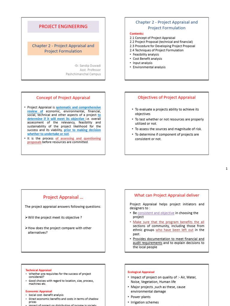 Chapter 2 Project Appraisal and Project Formulation | PDF | Feasibility ...