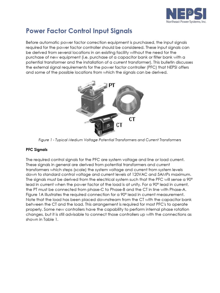 Power Factor Control Input Signals | PDF | Capacitor | Relay