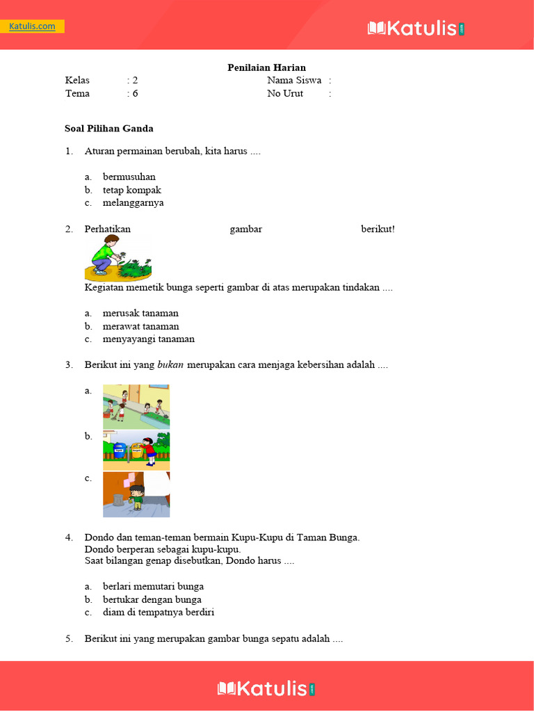 Soal PH Kelas 2 Tema 6 | PDF