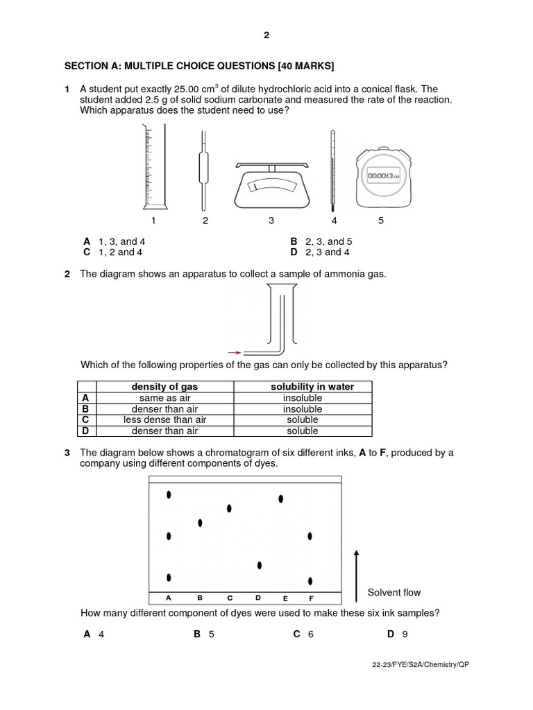 22-23 FYE S2A Chemistry QP FBP | PDF | Chemical Compounds | Sodium ...