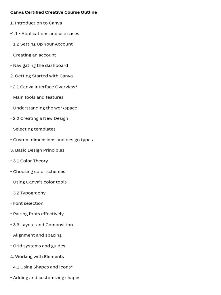 Canva Certified Creative Course Outline | PDF