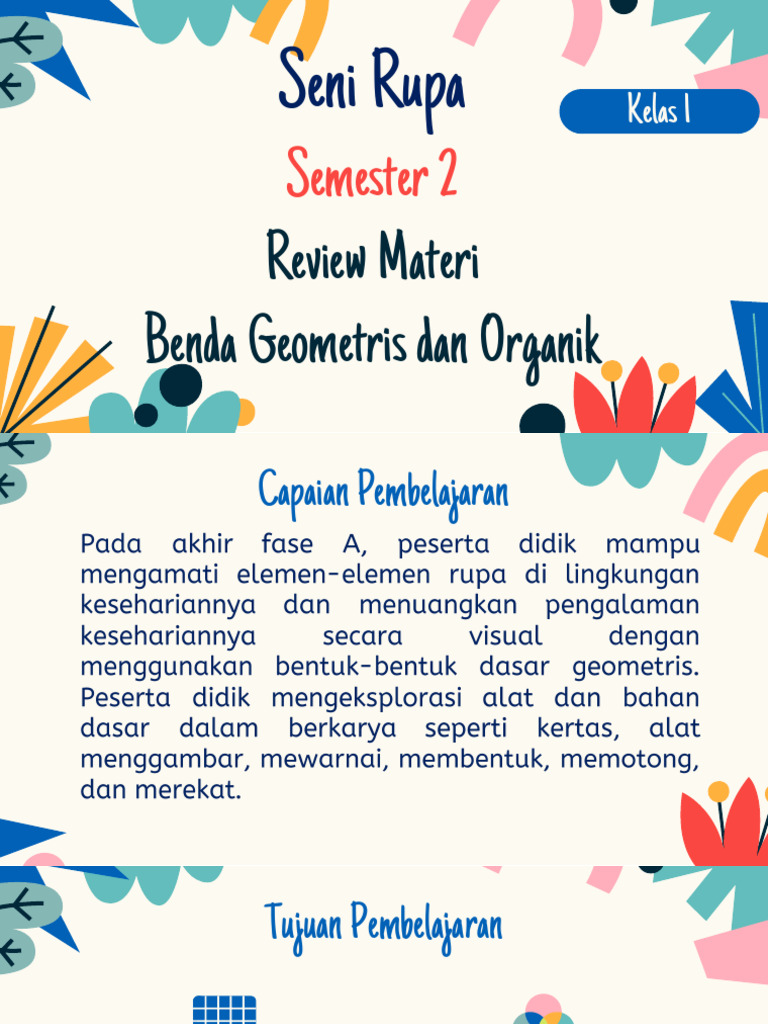 Review Materi Seni Rupa KLS 1 Sem 2 TH 2023-2024 | PDF