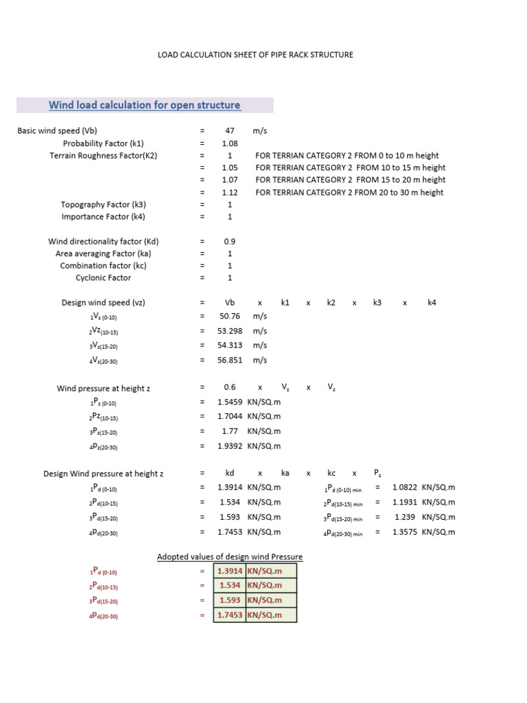Pipe Rack Load Calculation | PDF | Area
