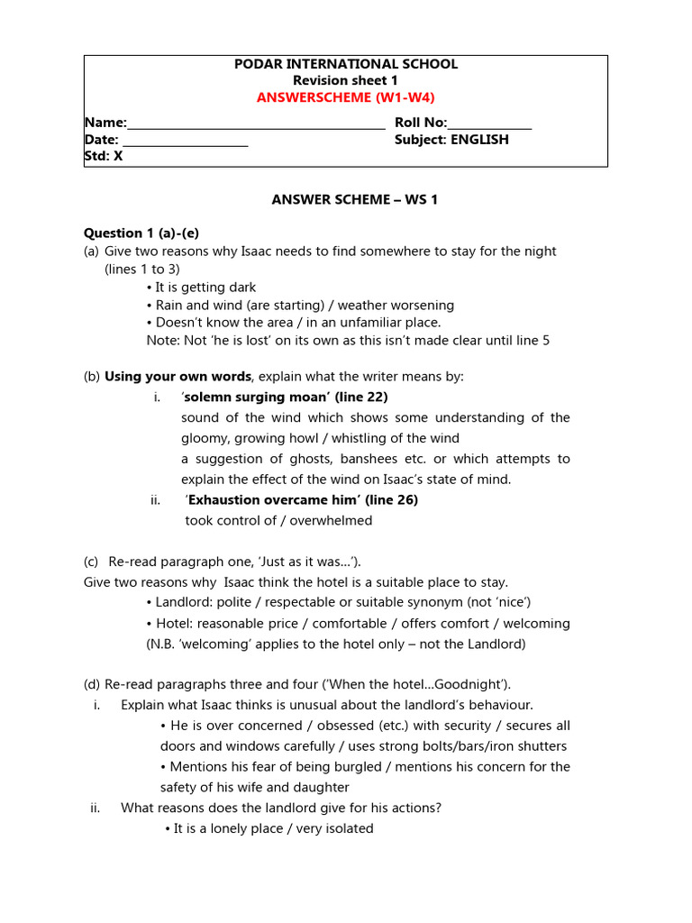 AS - Revision Paper 1 - X - WS1-WS4 | PDF | Homeschooling | Hypothermia