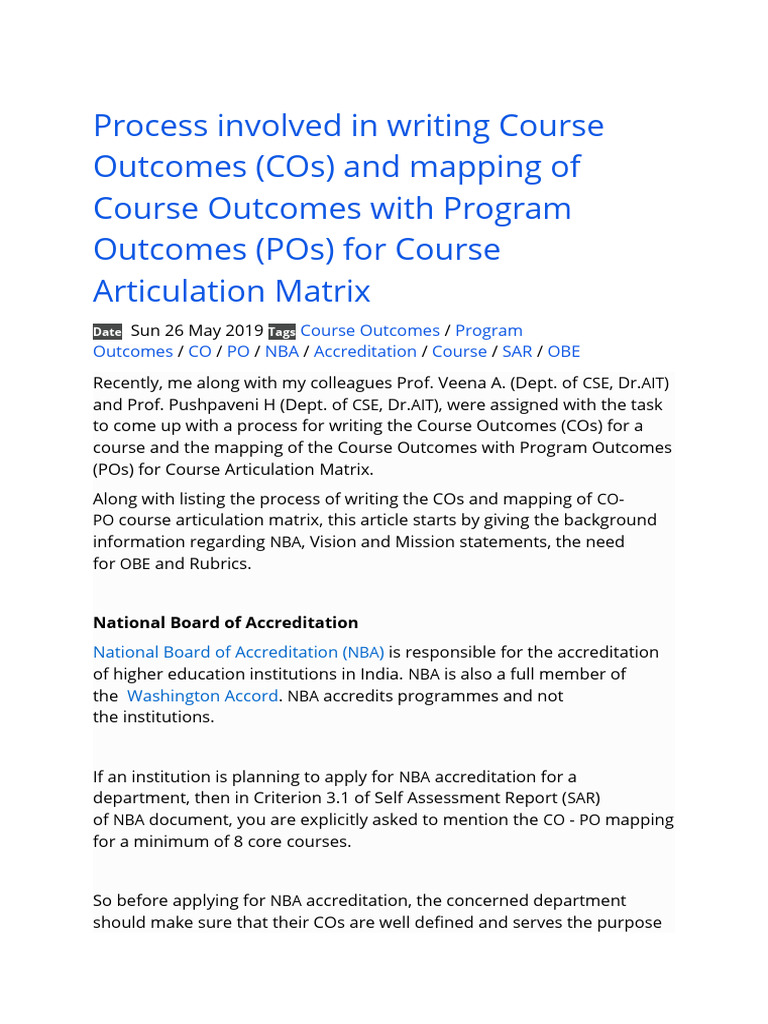 Process For CO-PO Mapping | PDF | Rubric (Academic)