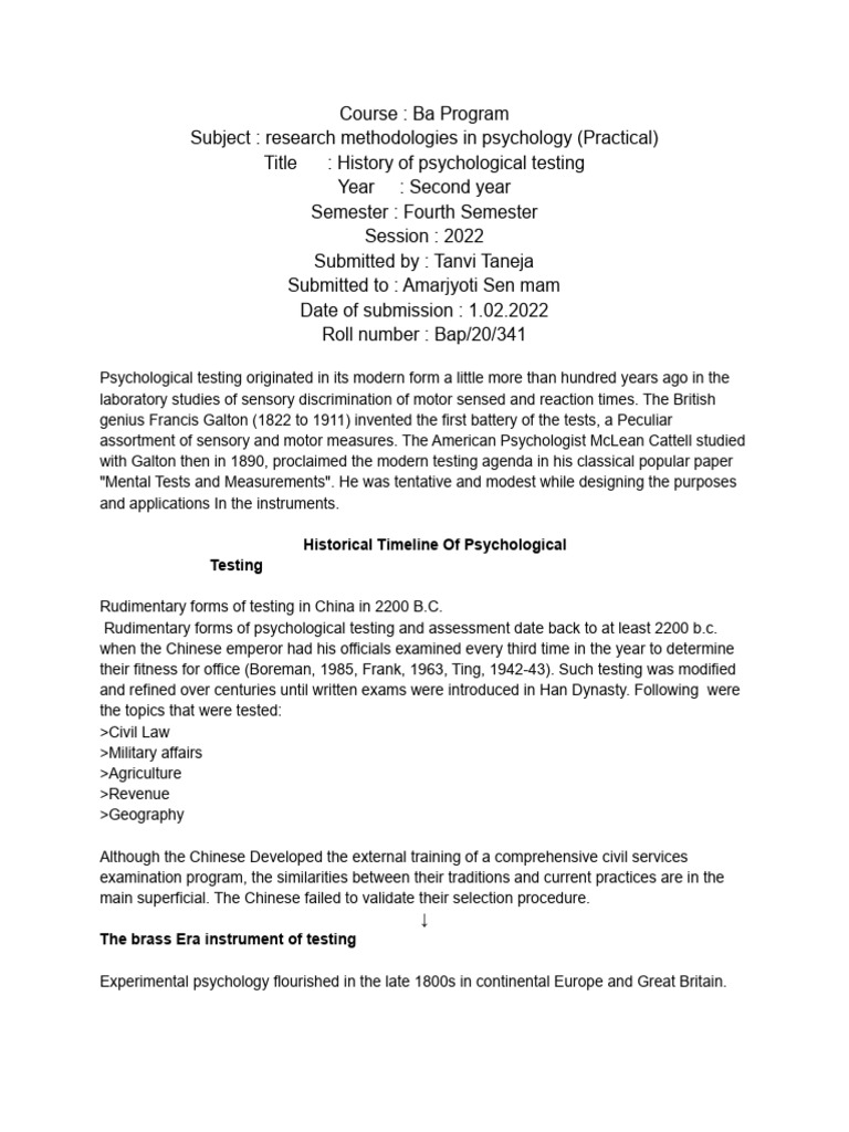 History of Psychological Testing | PDF | Validity (Statistics) | Psychology